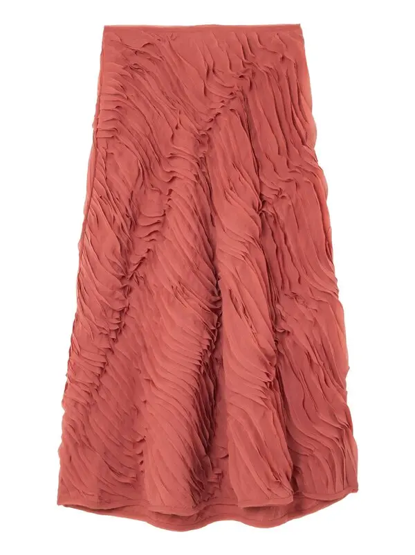 Ulla Johnson Amiko Ruffled Chiffon Midi Skirt - Light Brown