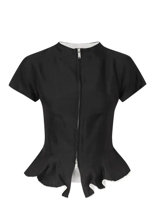 Staud Maelle Layered Wool-blend Peplum Blouse - Black
