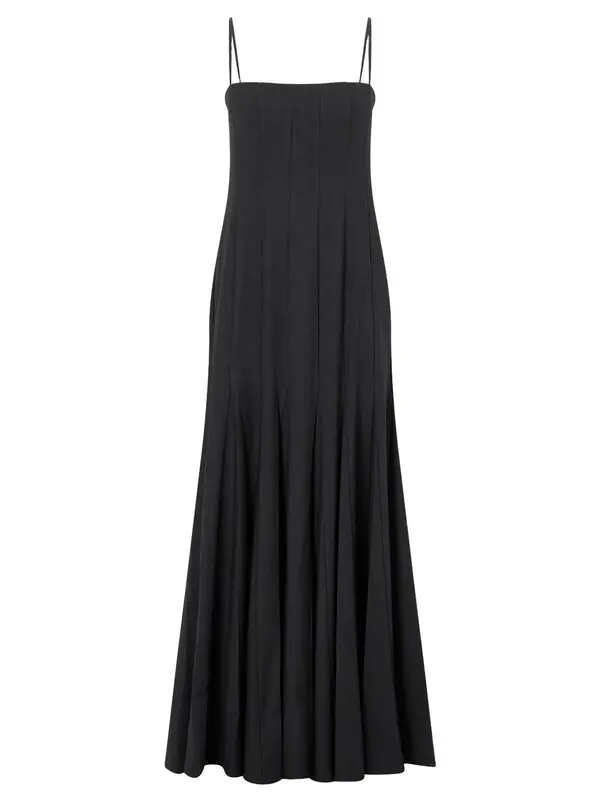 Staud Rila Paneled Crepe Midi Dress - Black