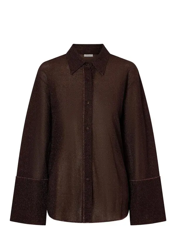 Oseree Lumière Metallic Stretch-knit Shirt - Brown