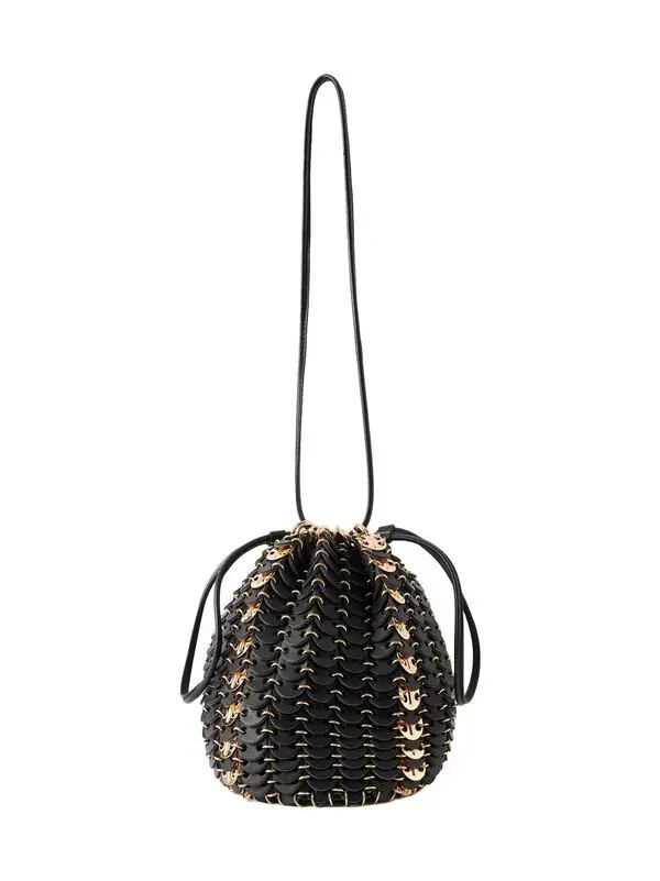 Rabanne Bucket Flip Reversible Leather And Chainmail Bucket Bag - Black