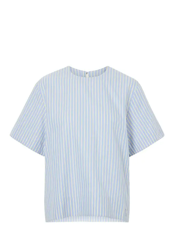 Rabanne Striped Cotton-poplin T-shirt - Blue