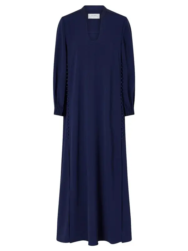 LA LIGNE Francine Button-detailed Crepe Maxi Dress - Blue
