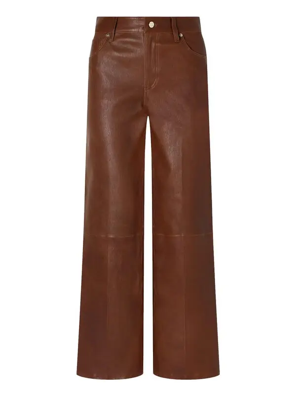 FRAME Le Slim Palazzo Paneled Leather Flared Pants - Brown