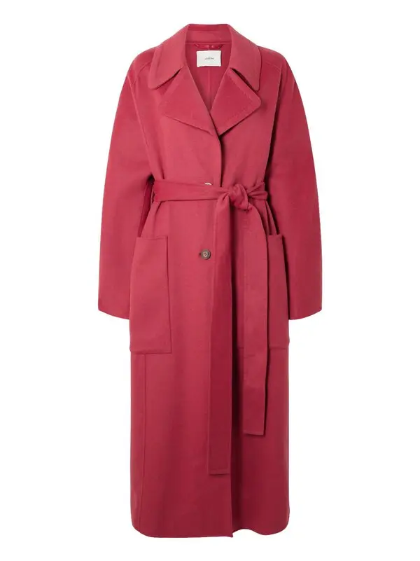 JOSEPH Spencer Belted Wool And Cashmere-blend Trench Coat - Pink