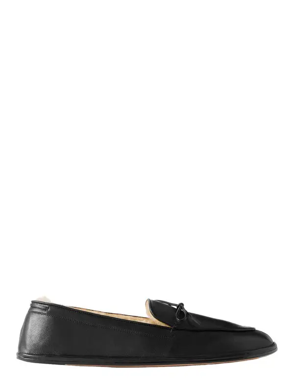 EMME PARSONS Parker Shearling-lined Leather Loafers - Black