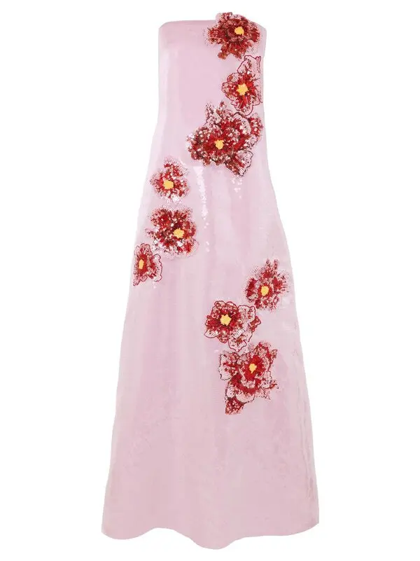 DIMA AYAD Appliquéd Sequined Organza Gown - Pink