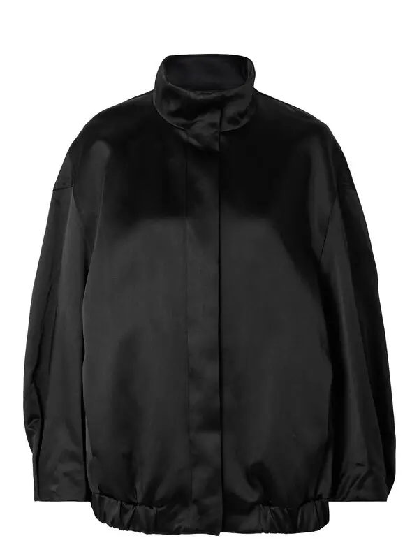 Dries Van Noten Oversized Satin Bomber Jacket - Black