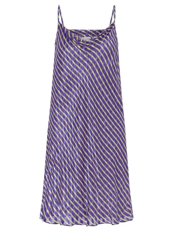 Dries Van Noten Draped Striped Satin And Chiffon Midi Dress - Purple