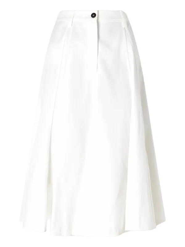 Brunello Cucinelli Cotton-blend Twill Midi Skirt - White