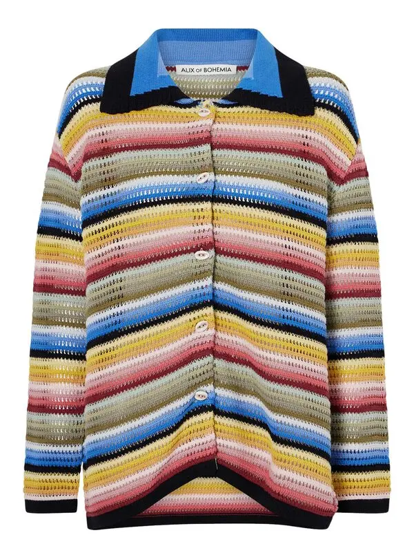Alix Of Bohemia Emery Striped Crocheted Cotton Cardigan - Multi