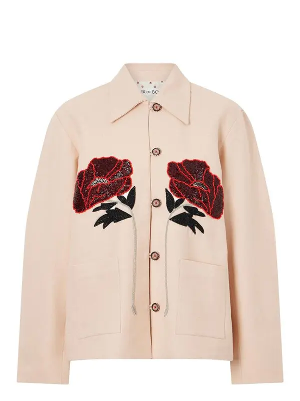 Alix Of Bohemia Jude Bead-embellished Silk-crepe Jacket - Pink