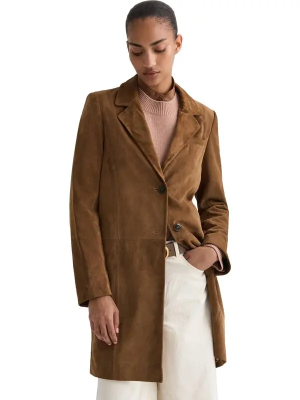 TWP Easy Car Coat In Heavy Suede - Martora