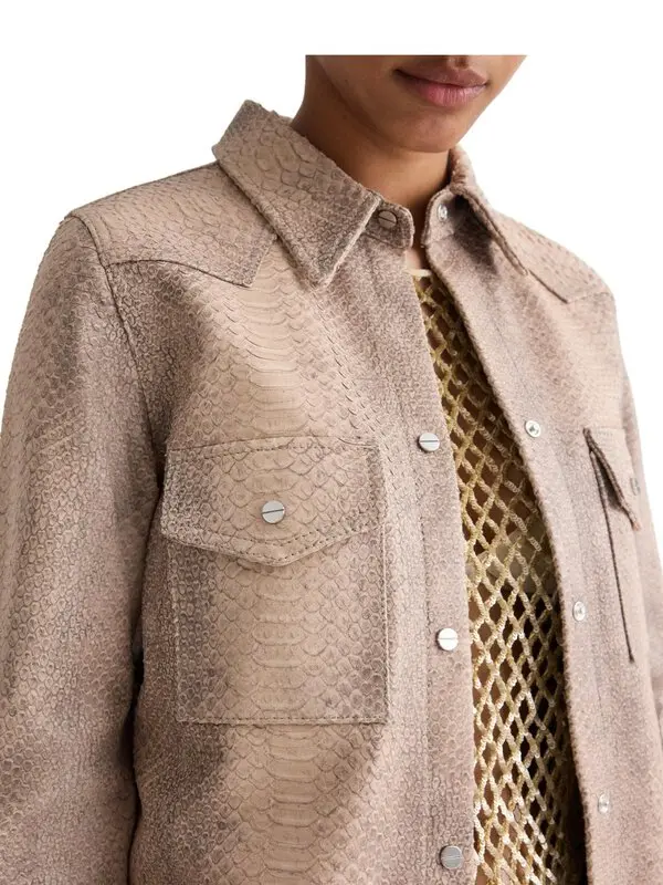 TWP Embossed Leather Rancher's Daughter Shirt - Taupe Multi