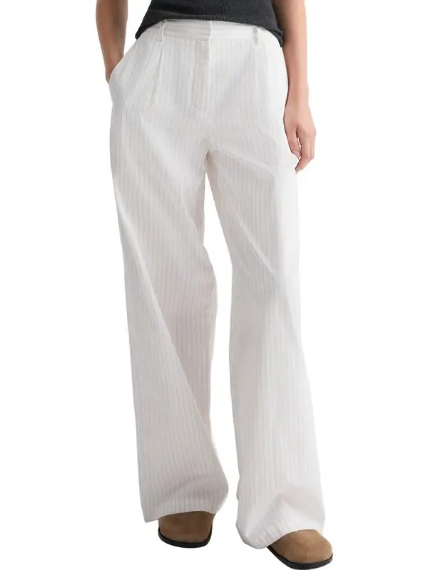 TWP Hudson St. Pinstripe Wide-leg Pants - White Multi