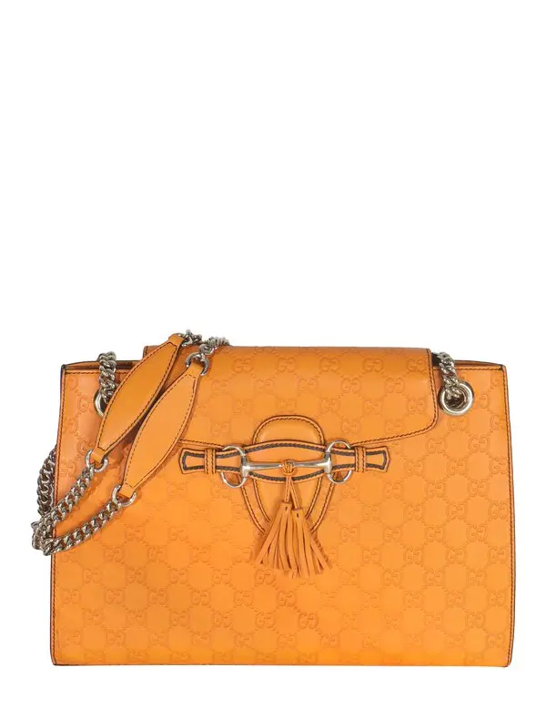 Gucci Ssima Leather Emily Chain Shoulder Bag - Orange