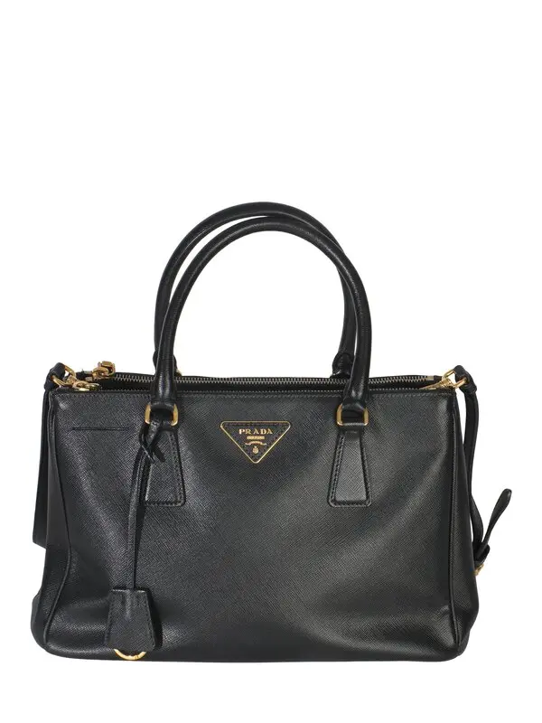 Prada Saffiano Galleria Double Zip Tote - Black