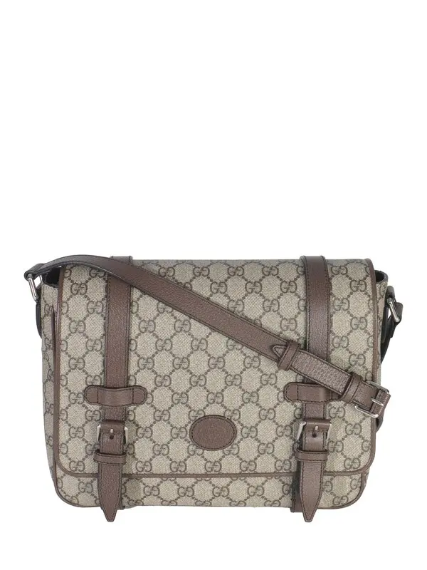 Gucci Gg Supreme Canvas Interlocking G Messenger Bag - Beige