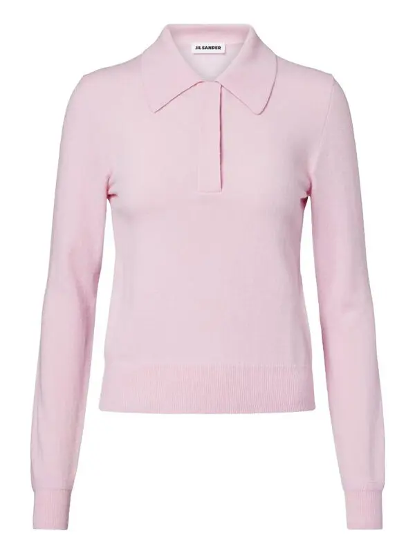 JIL SANDER Virgin Wool Polo Sweater - Pink