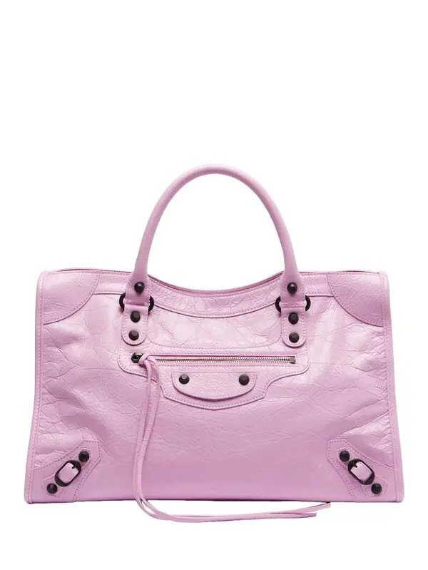 Balenciaga Le City Medium Leather Tote Bag - Pink