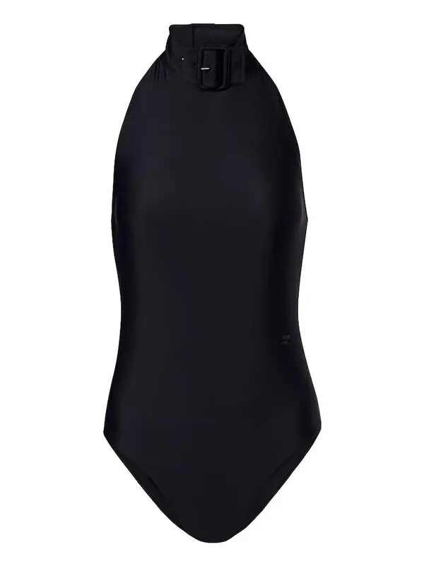 COURREGES Buckle-detail Crêpe Bodysuit - Black