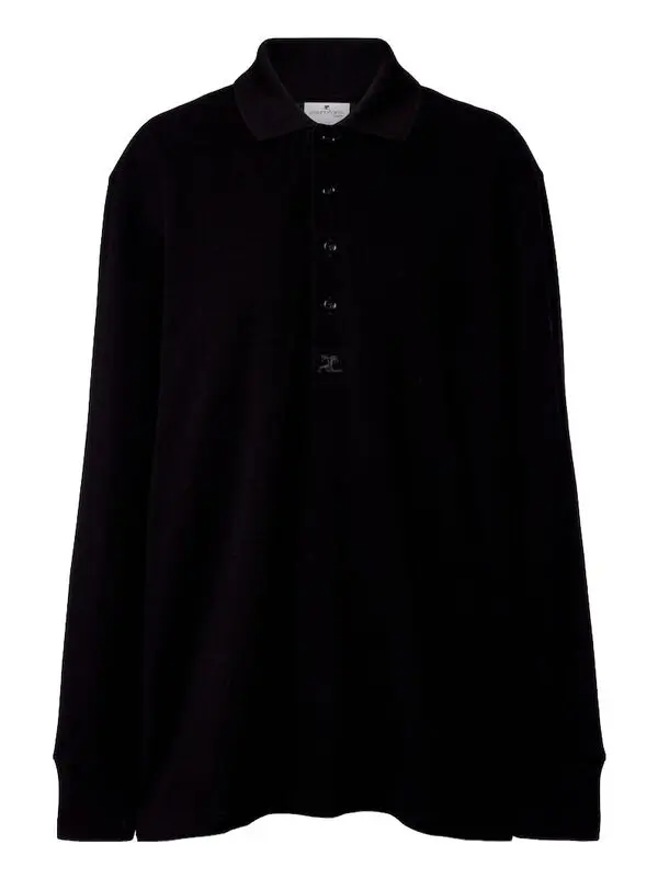 COURREGES Cotton Jersey Polo Sweater - Black