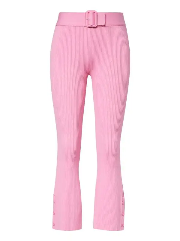 COURREGES Belted Ribbed-knit Capri Pants - Pink