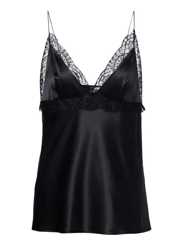 Nina Ricci Lace-trimmed Silk-blend Satin Camisole - Black