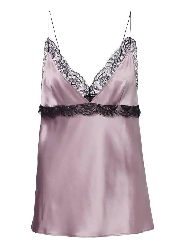 Nina Ricci Lace-trimmed Silk-blend Satin Camisole - Purple
