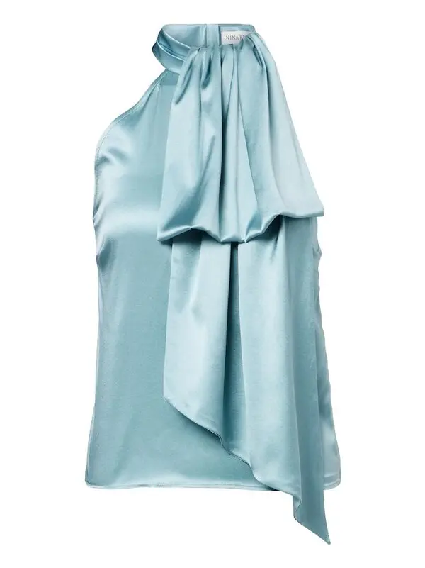 Nina Ricci Silk-blend Satin Top - Blue