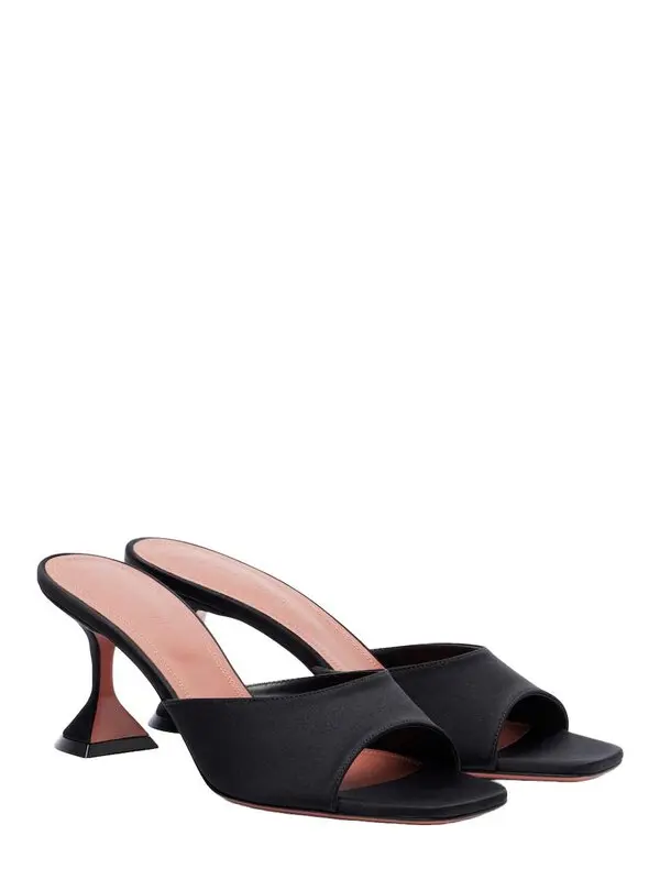 Amina Muaddi Lupita 70 Satin Mules - Black