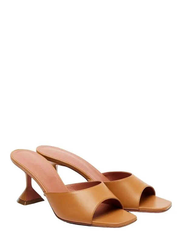 Amina Muaddi Lupita 70 Leather Mules - Brown