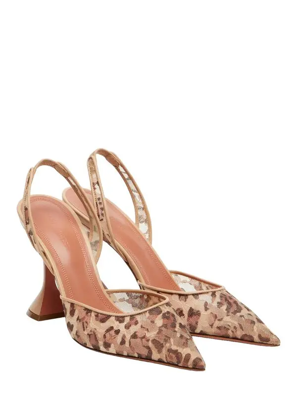 Amina Muaddi Holli 95 Leopard-print Slingback Pumps - Beige