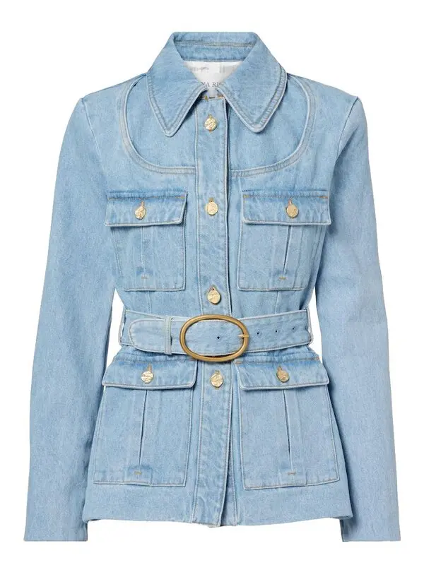Nina Ricci Belted Denim Jacket - Blue