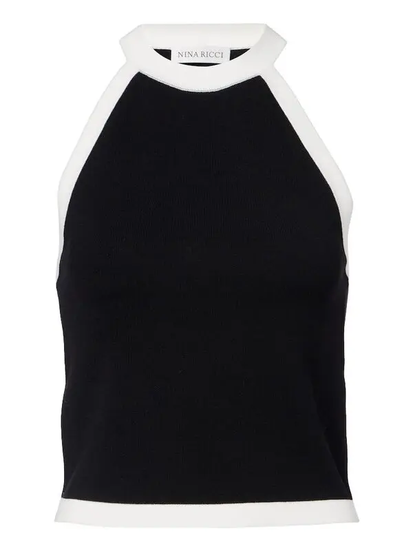Nina Ricci Ribbed-knit Halterneck Top - Black