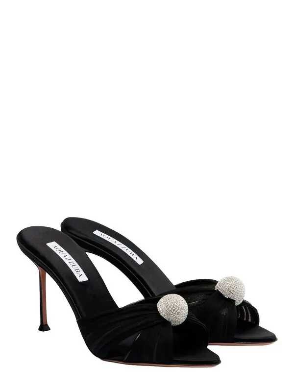 AQUAZZURA Mystery 85 Embellished Mules - Black