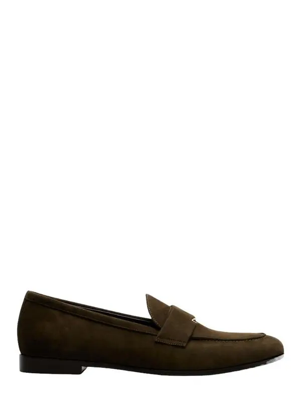Max Mara Embellished Suede Loafers - Green