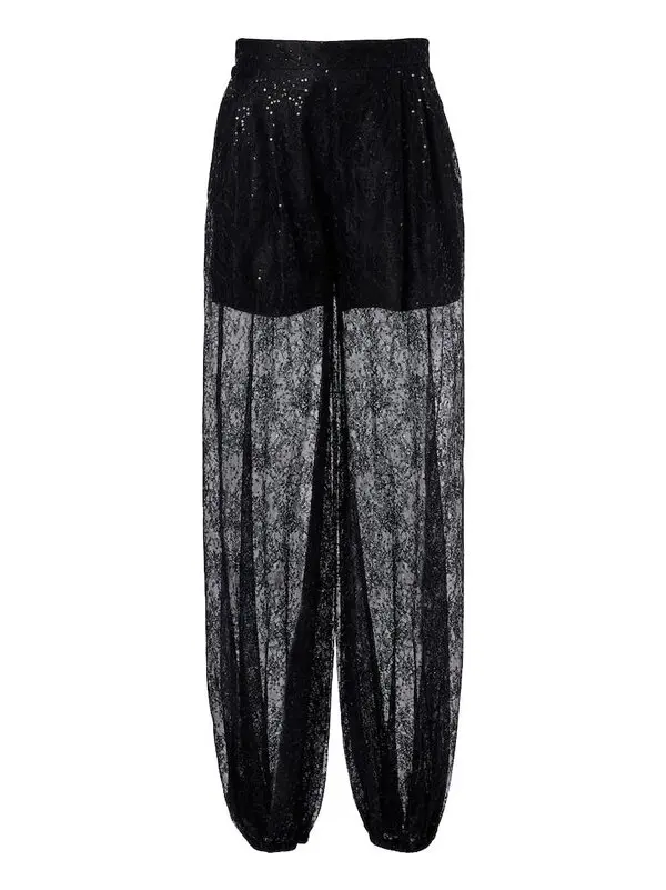 Nina Ricci Sequined Lace Balloon Pants - Black