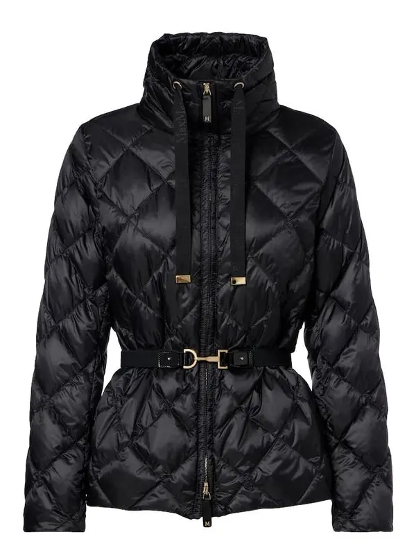 Max Mara Belted Quilted Down Jacket - Black