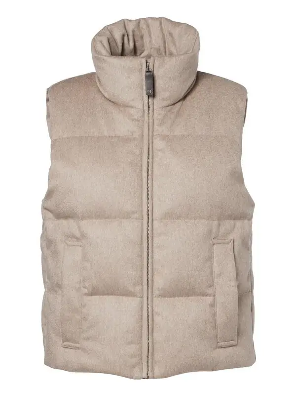 Max Mara Quilted Cashmere Down Vest - Beige