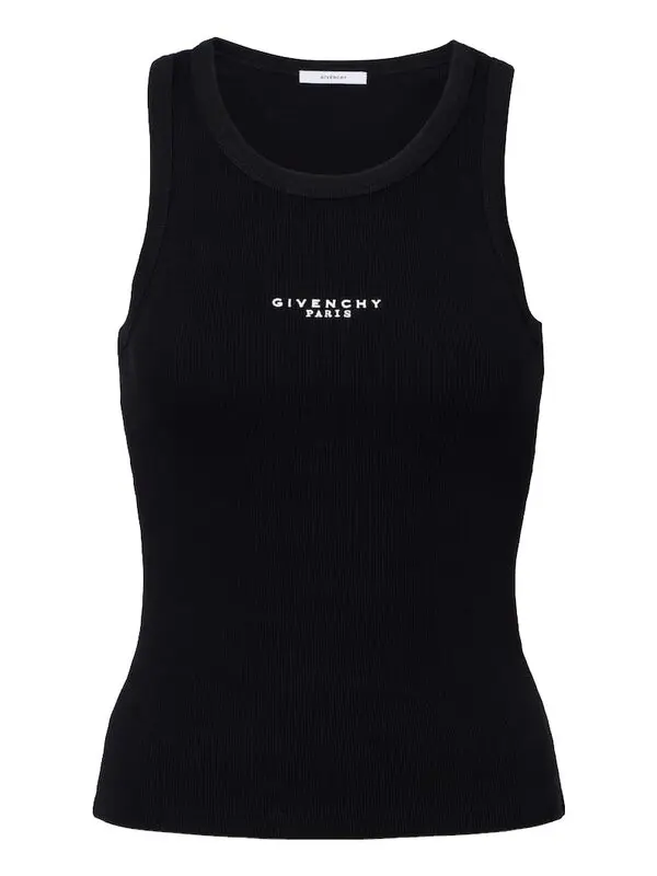 Givenchy Paris Logo Cotton Tank Top - Black