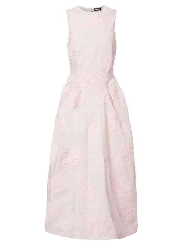 Remain Birger Christensen Embroidered Floral Cotton Midi Dress - Pink