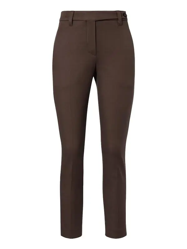 Brunello Cucinelli Monili Cotton-blend Slim Pants - Brown