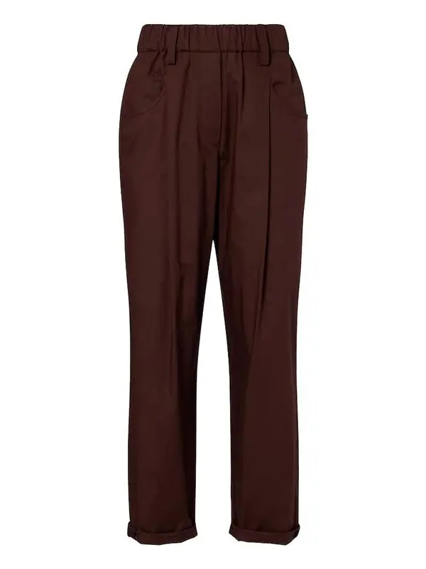 Brunello Cucinelli Straight Cotton Pants - Brown