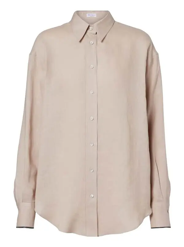 Brunello Cucinelli Linen Button Down Shirt - White