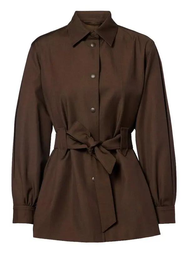 Max Mara Belted Virgin Wool Blazer - Brown