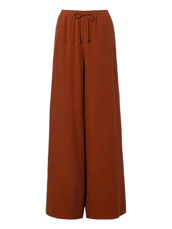 Max Mara Wide-leg Silk Trousers - Brown