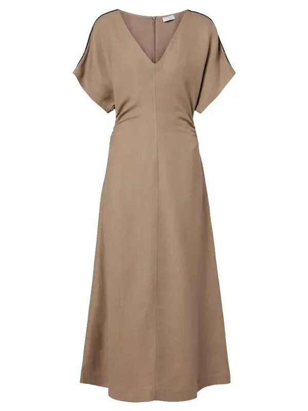 Brunello Cucinelli Monili Embellished Midi Dress - Beige