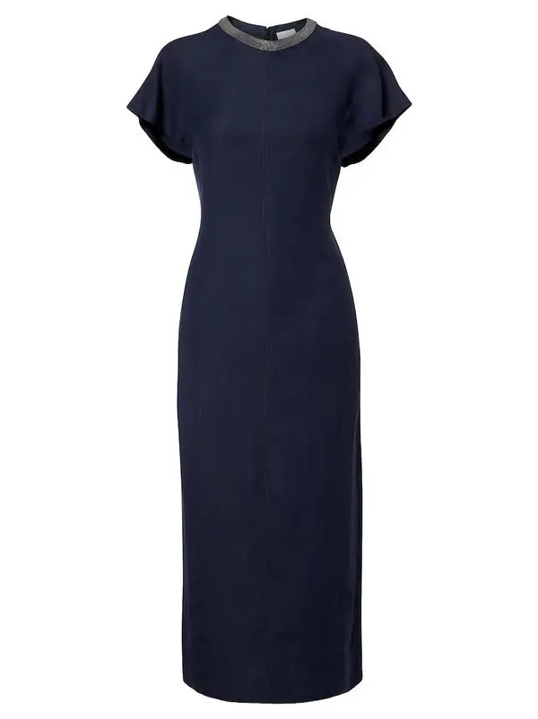 Brunello Cucinelli Monili Embellished Midi Dress - Blue
