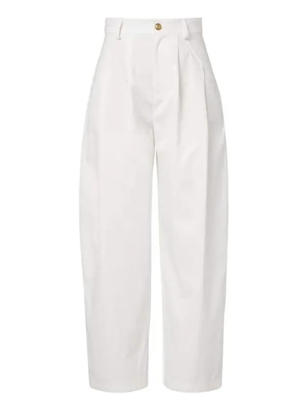 Brunello Cucinelli Wide-leg Cotton Pants - White